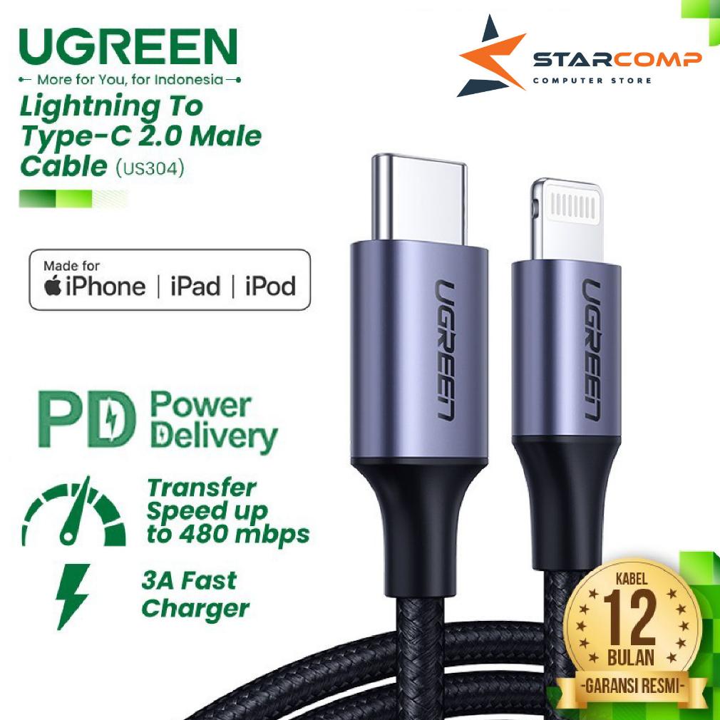 Jual UGREEN Kabel Lightning (MFI) to USB-C Nylon Braided - US304 ...