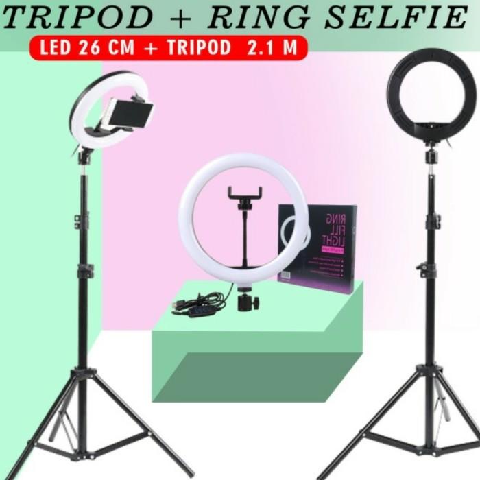 Jual Paket Lampu Ring Light 26cm + Tripod 210cm | Shopee Indonesia
