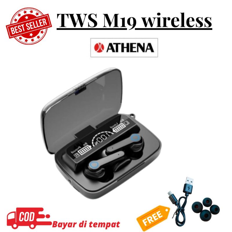 Jual M19 - HEADSET BLUETOOTH WIRELESS M19 TWS LED DISPLAY + POWER BANK ...