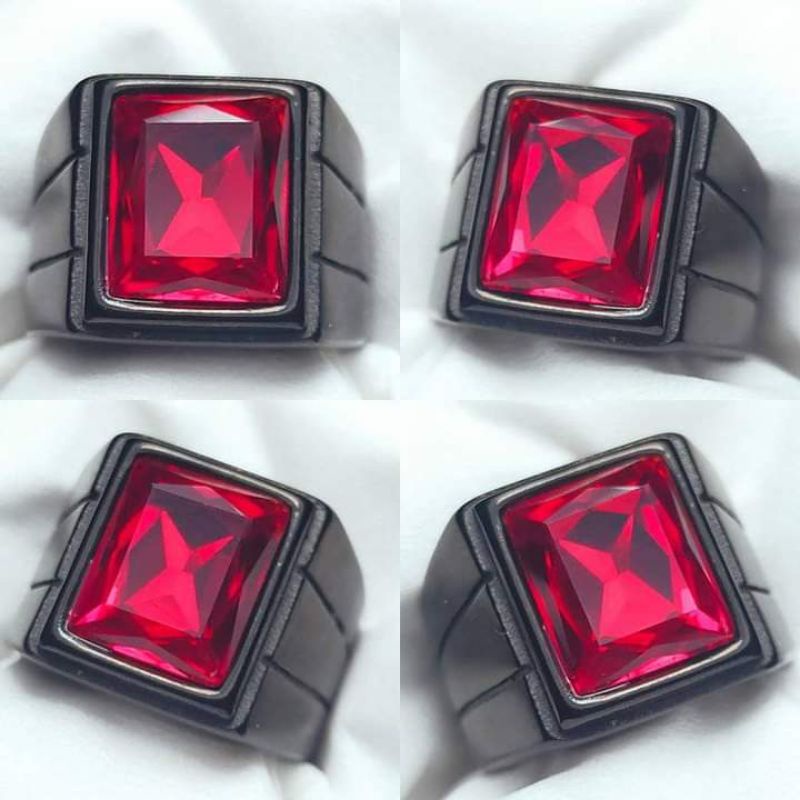 Jual CINCIN MERAH SIAM KOTAK RING TITANIUM HITAM | Shopee Indonesia
