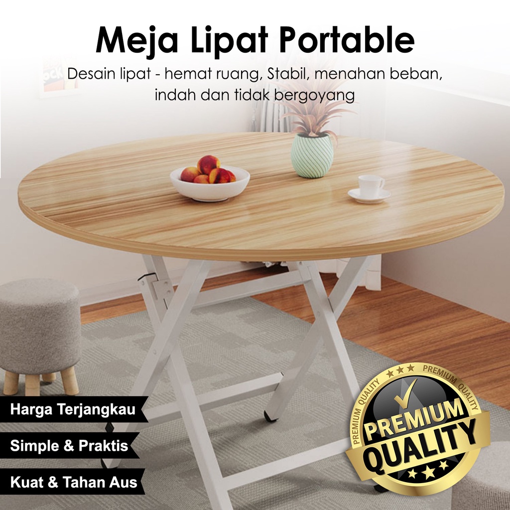 Jual Meja Lipat Bulat Portable Ukuran 60cm x 51cm Meja Lesehan ...