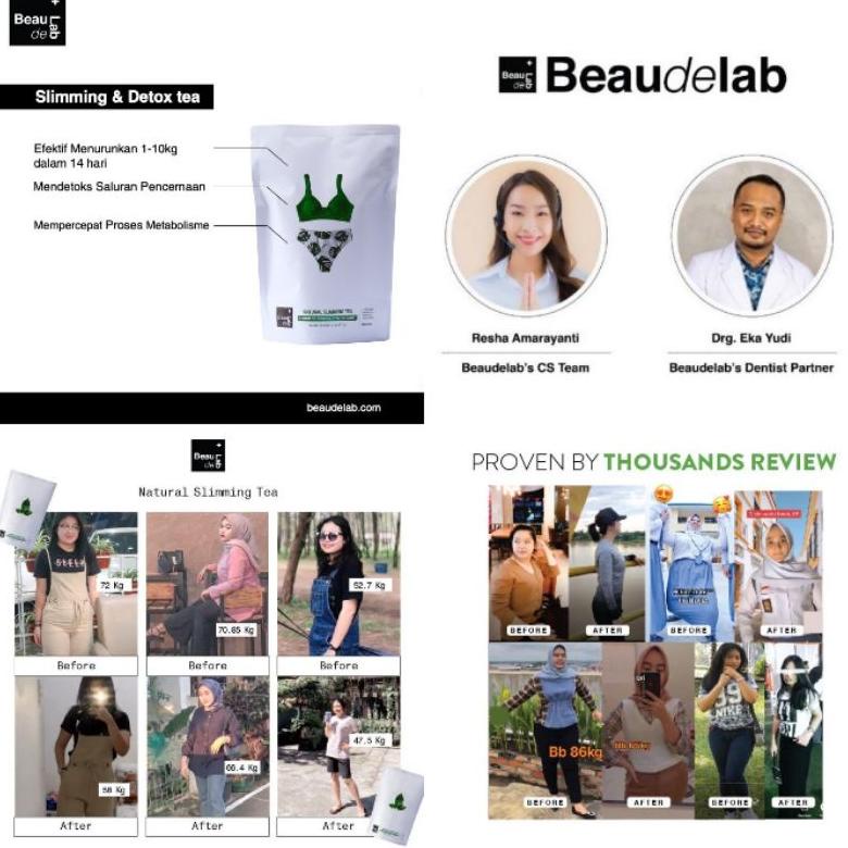 Jual Terlaris Beaudelab beautylab slimming tea collagen drink teh diet ...