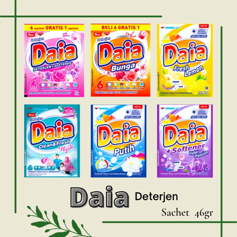 Jual Daia Deterjen Bubuk Kemasan Sachet 6 x 46gr (Rp.1000) | Shopee ...