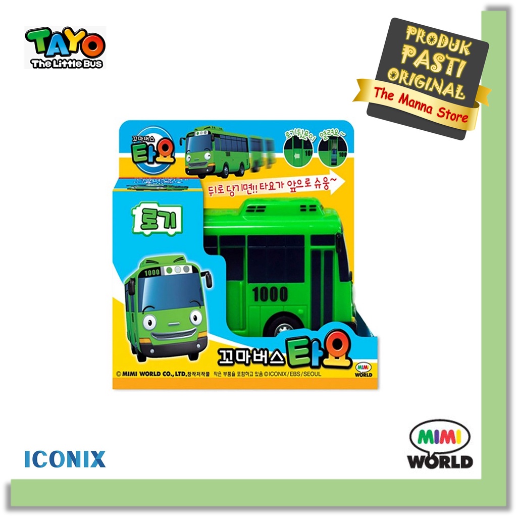 Jual Iconix Tayo The Little Bus Rogi Bus Green Mimi World Korean Toys Animation Pull Backward ...