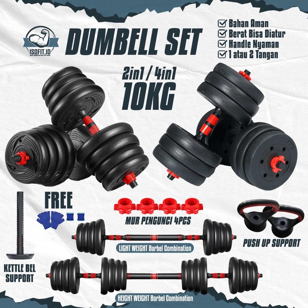 Jual Isofit.id DUMBELL SET 10KG / Barbel / Alat Angkat Beban / Alat Fitness Rumah | Shopee Indonesia
