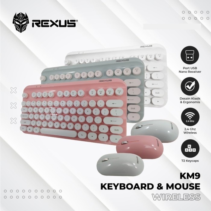 Jual REXUS KM-9 KEYBOARD MOUSE COMBO MINI WIRELESS CLASSICAL ELEGANT ...