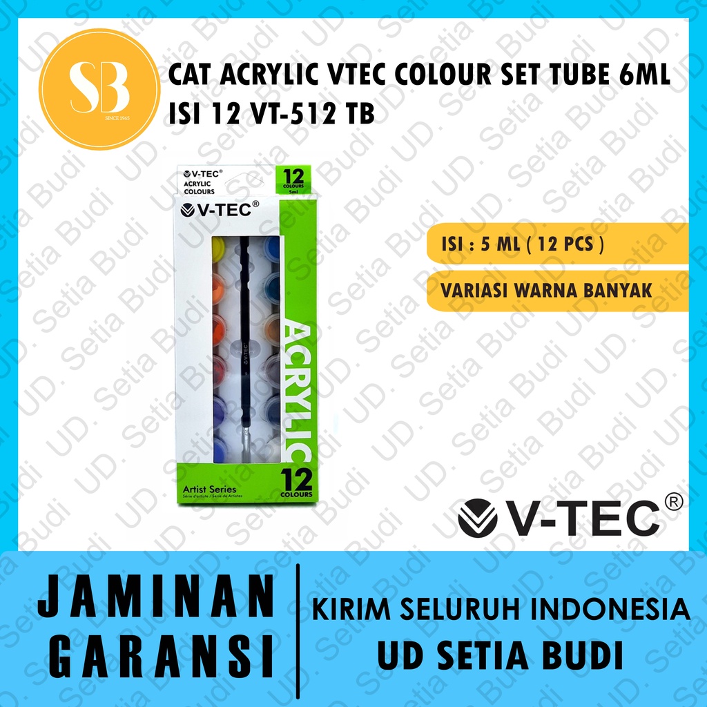 Jual Cat Akrilik Vtec Acrylic Colours Set 12 Warna 5ML VT-512 TB ...
