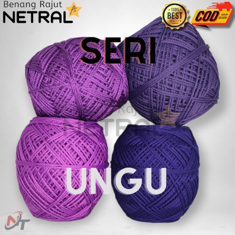 Jual BENANG RAJUT POLYESTER KILAP & DOP SERI WARNA UNGU MERK NETRAL ...
