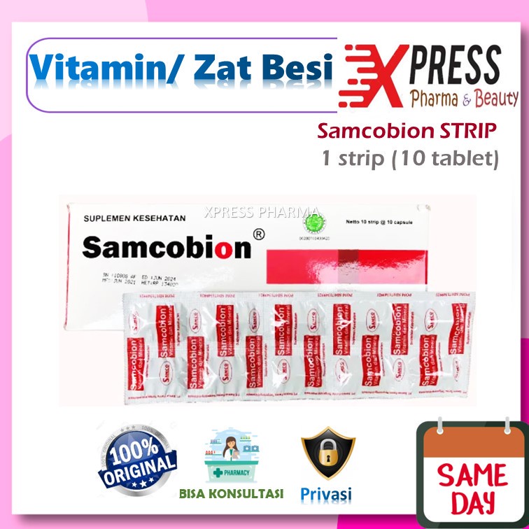 Jual ⚡XPRESS⚡ Samcobion STRIP isi 10 Tablet Multivitamin Tambah Darah ...