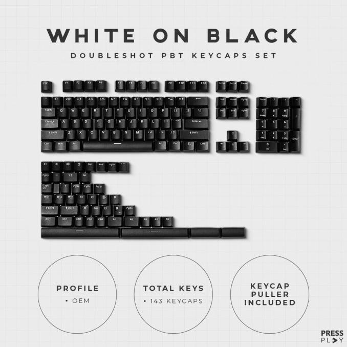 Jual WoB White on Black PBT Doubleshot Keycaps Set by Press Play ...