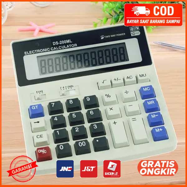 Jual Kalkulator 12 Digit Dual Power Solar Baterry Office Tools DS200ML ...