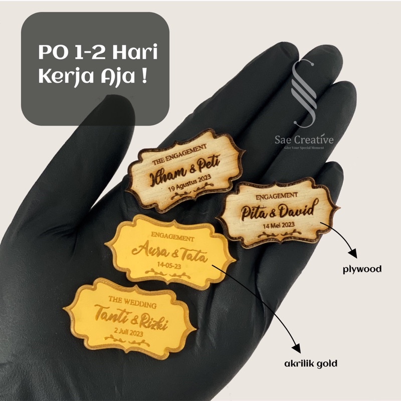 Jual NAMA AKRILIK MIRROR KAYU UNTUK MAHAR / BOX SESERAHAN | NAME TAG ...