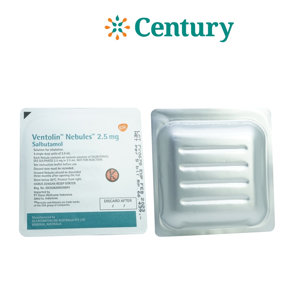 Jual VENTOLIN 1 BLISTER 5 NEBULES / SALBUTAMOL SULFATE 2.5 MG / ASMA ...