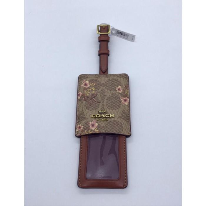 Jual coach luggage tag signature print tan multi sj | Shopee Indonesia