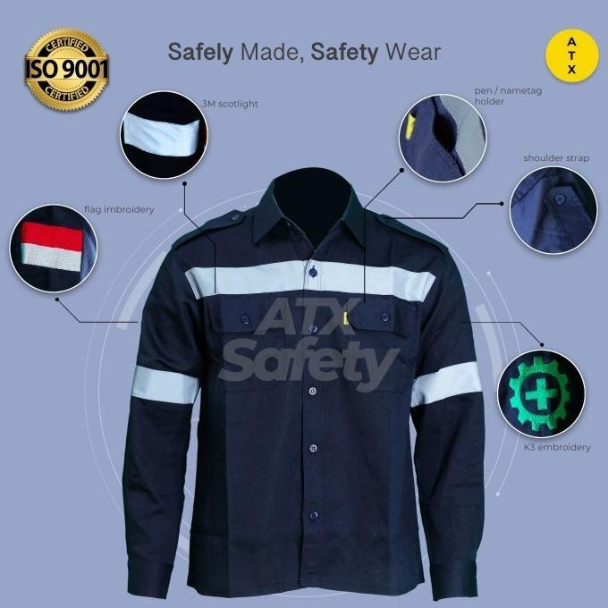 Jual Wearpack Safety Baju Kerja Lapangan Lengan Panjang Merk ATX Navy ...