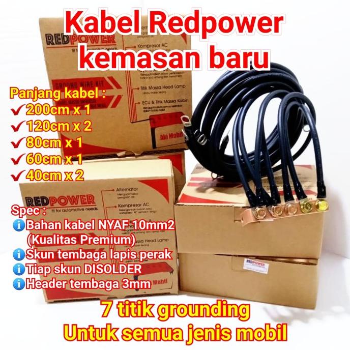 Jual Ground Wire Kit Kabel Grounding Mobil Redpower NYAF 10mm Hitam 7 ...