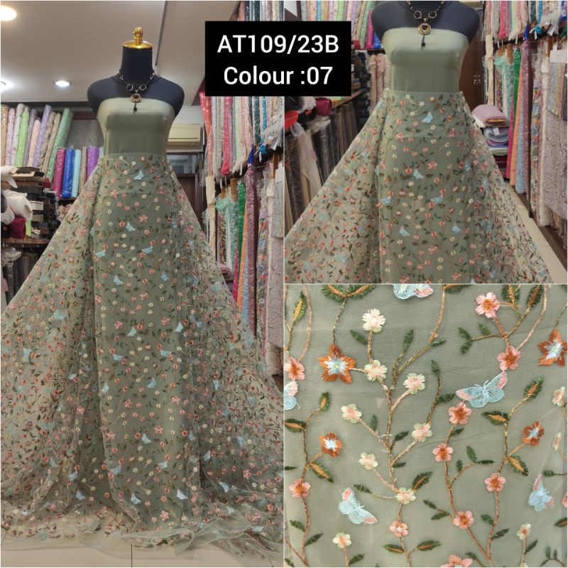 Jual Kain Bunga 3D Akar Valentino Garden AT10923aB Sage Green | Shopee ...