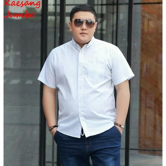 Jual Hem Jumbo kemeja Pria Lengan Pendek Big Size Polos Putih Hitam | Shopee Indonesia