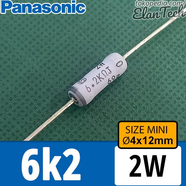 Jual Resistor 6k2 2W Panasonic miniaturized size 1W 6.2 Kilo Ohm ...