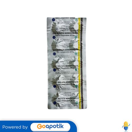 Jual ZINC SULFATE MONOHYDRATE NOVAPHARIN 20 MG STRIP 10 TABLET | Shopee ...