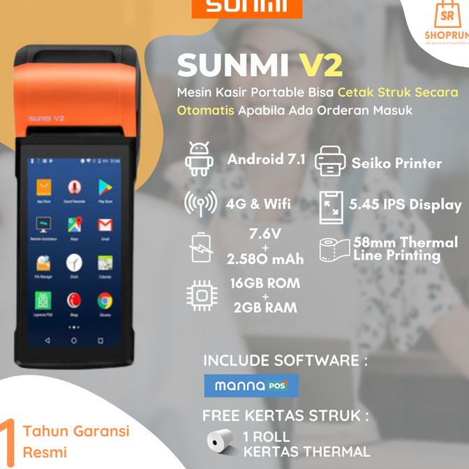 Jual Mesin Kasir Sunmi V2 4G 1/ & 2/16 Support Print Otomatis | Shopee Indonesia