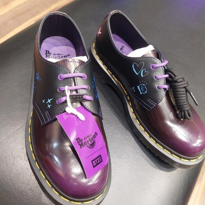 Jual DOCMART DR MARTENS BT21 BTS ARMY 1461 BLACK SMOOTH PURPLE NEW ...