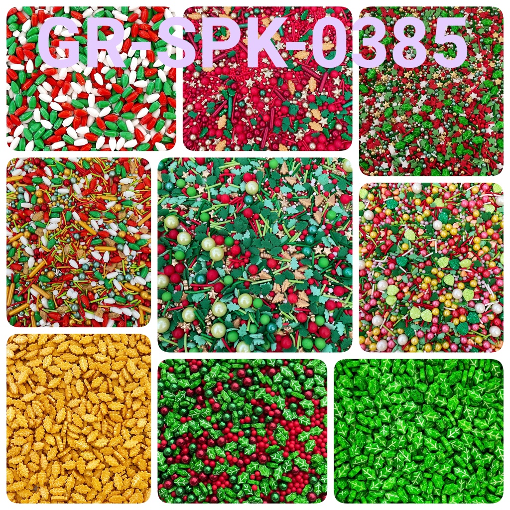 Jual GR-SPK-0385 Sprinkles sprinkle sprinkel 1kg natal ceri daun merah ...