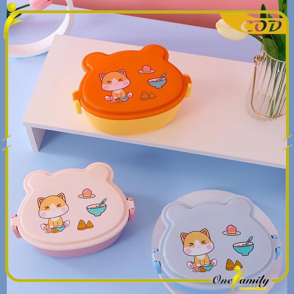 Jual ONE-C777 Kotak Bekal Anak Set Sendok Garpu Motif Cartoon Lucu Lunch Box / Tempat Makan ...
