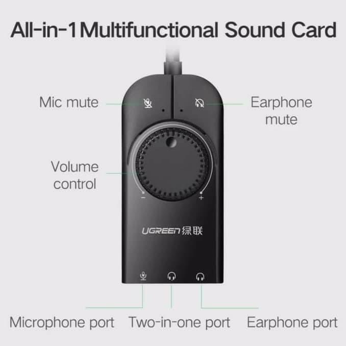 Jual Ugreen Soundcard Eksternal Volume Ugreen Sound Card External Black ...