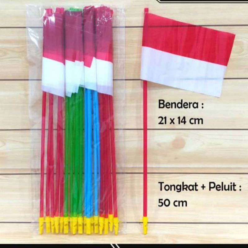 Jual (20pcs) Bendera Merah Putih Plus Pluit Stick Gagang Sedotan Warna ...