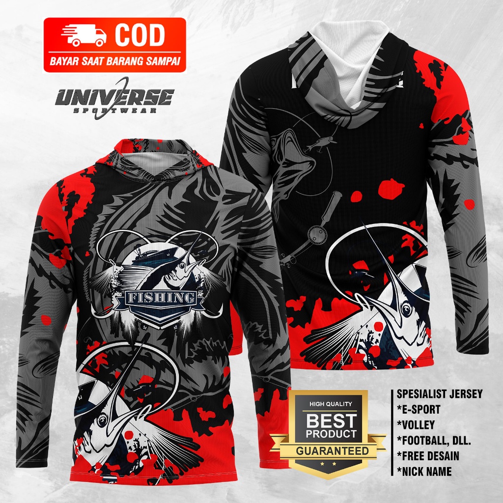 Jual JERSEY/KAOS MANCING BAJU MANCING FULL PRINTING RED BLACK FISHING ...