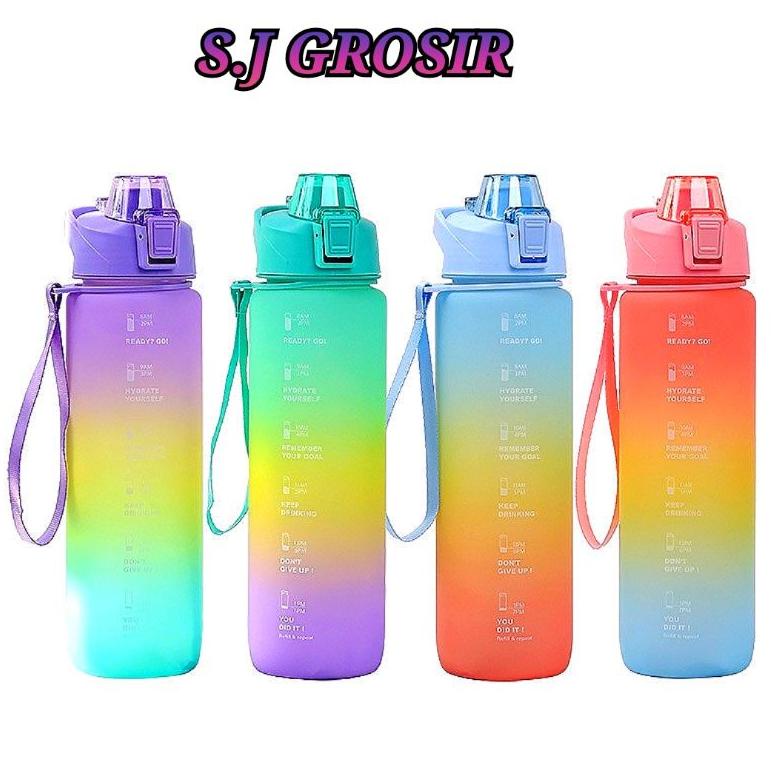 Jual Botol Viral 1liter Botol Tritan Gradasi Stiker 2D 3D | Shopee ...