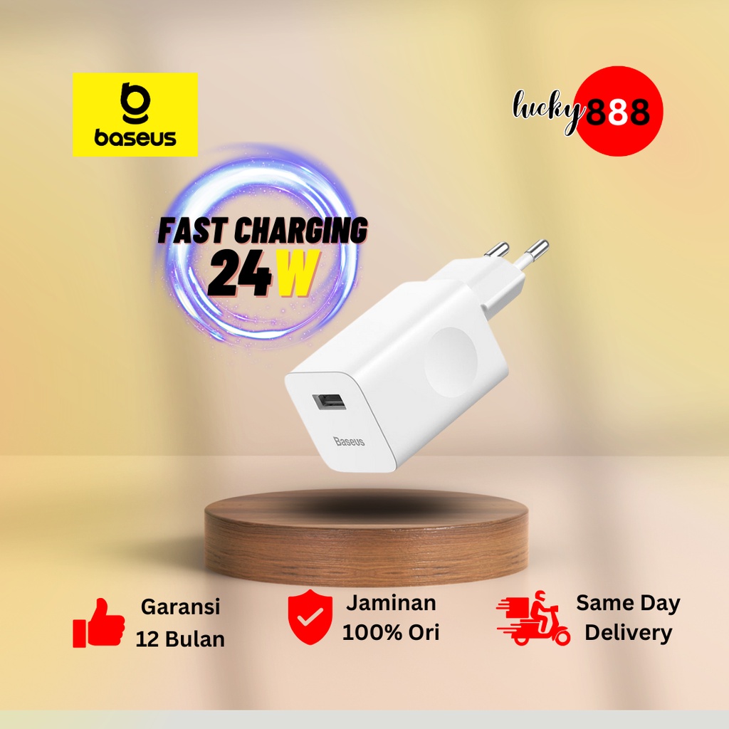 Jual KEPALA CHARGER BASEUS 24W QUICK CHARGER QC3.0 - Putih | Shopee Indonesia