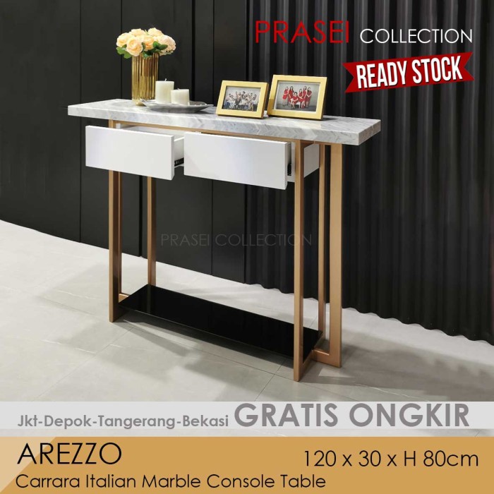 Jual Arezzo Carrara Marble Console Table Meja Konsol Marmer Meja Tinggi Bar | Shopee Indonesia