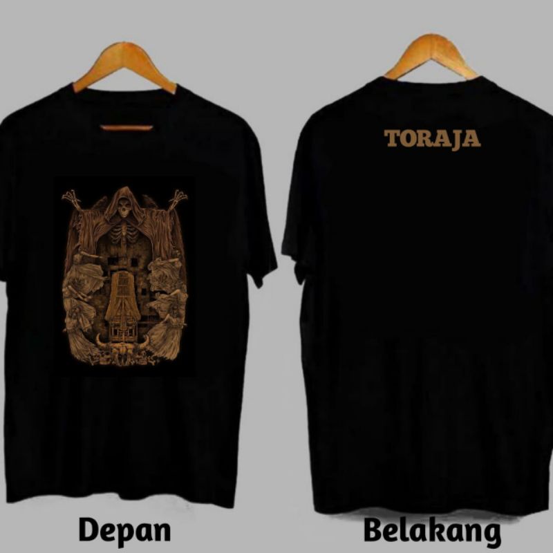 Jual BRL23 - Kaos Toraja | Desain Tongkonan with Tengkorak | Shopee Indonesia