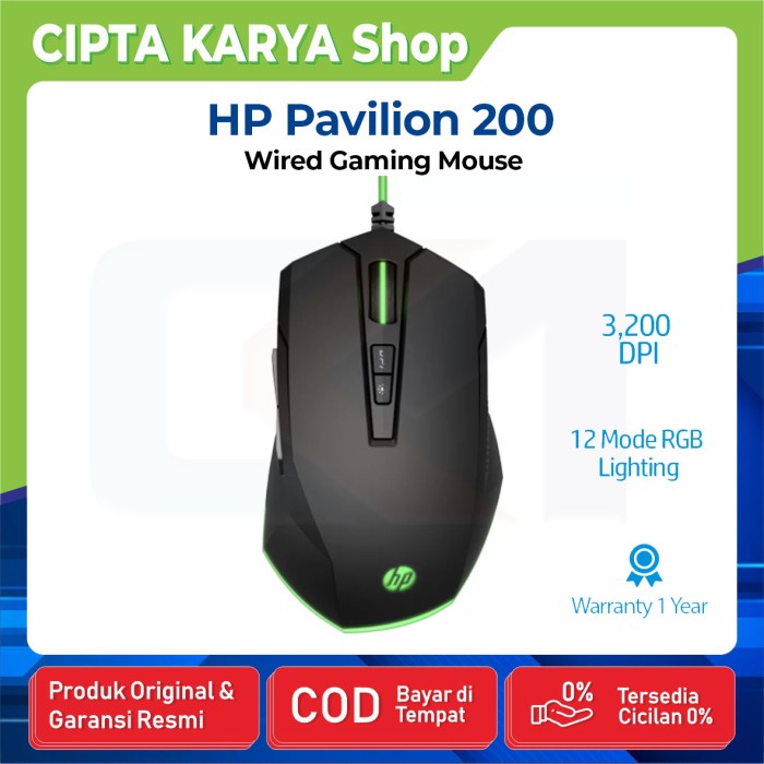 Jual HP Pavilion 200 Wired Gaming Mouse | Shopee Indonesia