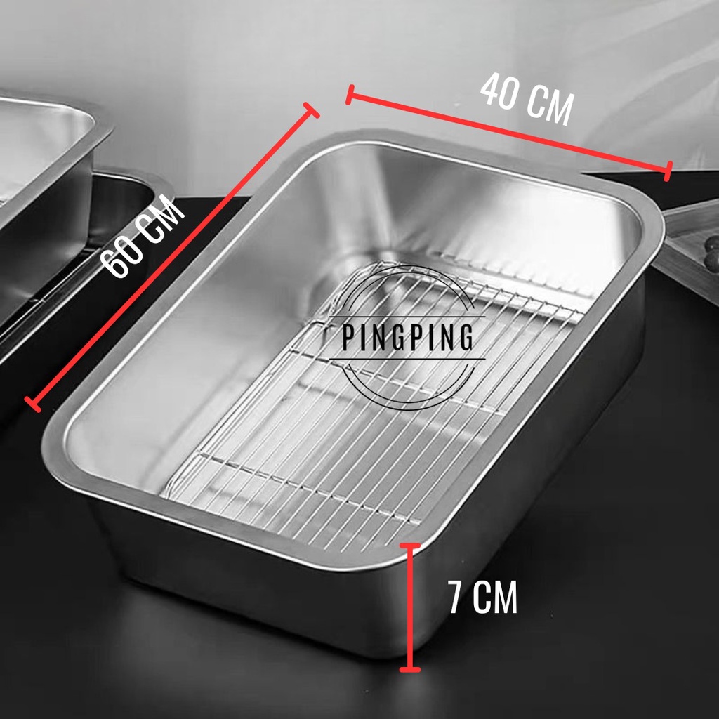 Jual Nampan kotak stainless + Peniris Makanan food tray | Shopee Indonesia