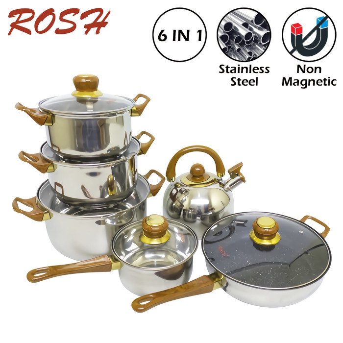 Jual Rosh Panci Set 6 Buah Stainless Steel Jewel Set Cookware Ros ...