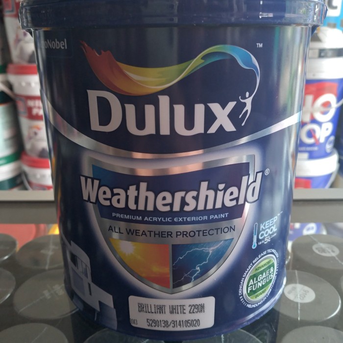 Jual Cat Tembok Dulux Weathershield Brilliant White 2 5liter Shopee