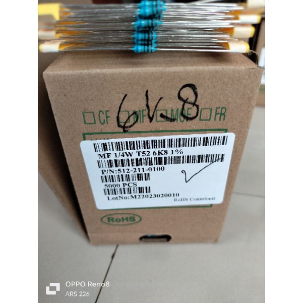 Jual RESISTOR 1/4W 1% 6K8 TAIWAN ROLL | Shopee Indonesia