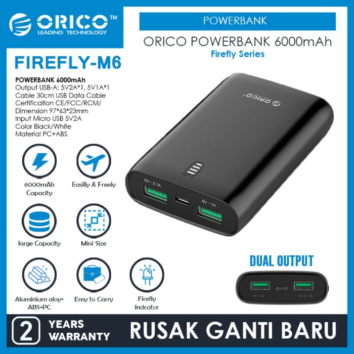 Jual Disc!! ORICO POWERBANK 6000mAh Emergency with LED Indicator ...