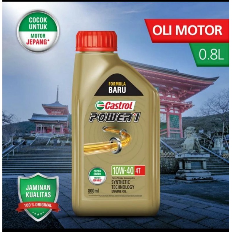 Jual Oli Mesin Motor Castrol POWER1 4T 10W-40 10W40 0.8L Liter | Shopee ...