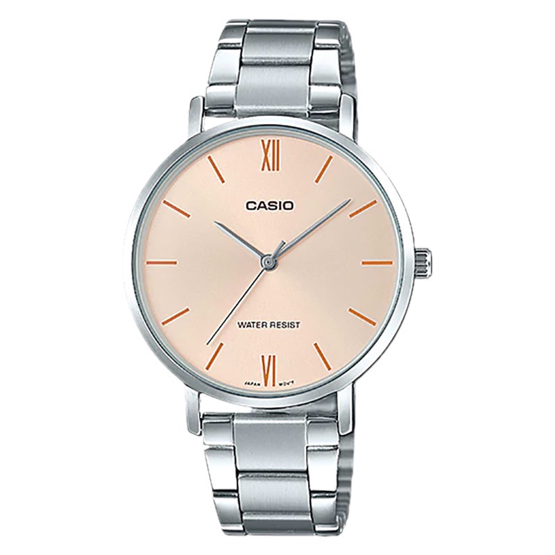 Jual Jam Tangan Wanita Casio General LTP-VT01D-4BUDF Ladies Analog Rose Gold Dial Stainless ...
