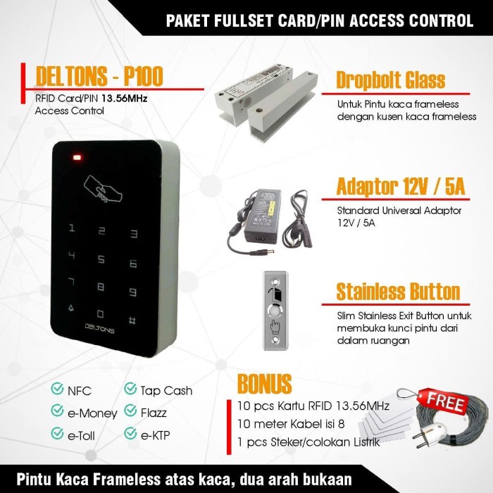 Jual ACCESS DOOR SMART DOOR LOCK ACCESS CONTROL DROP BOLT LOCK PINTU ...