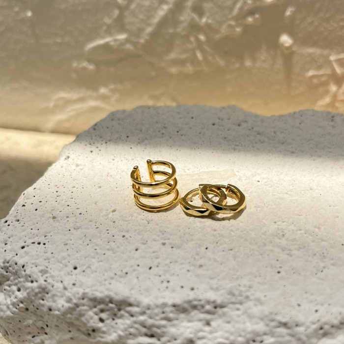 Jual Three Lines Ear Cuff By Tsu 18K Gold Plated Sterling Sier Anting ...