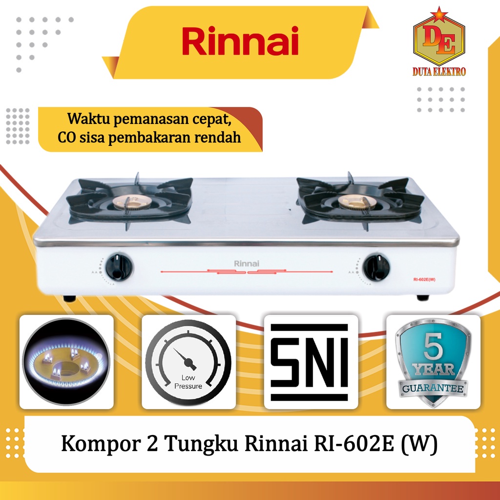 Jual Kompor Gas 2 Tungku Rinnai RI-602E (W) | Shopee Indonesia