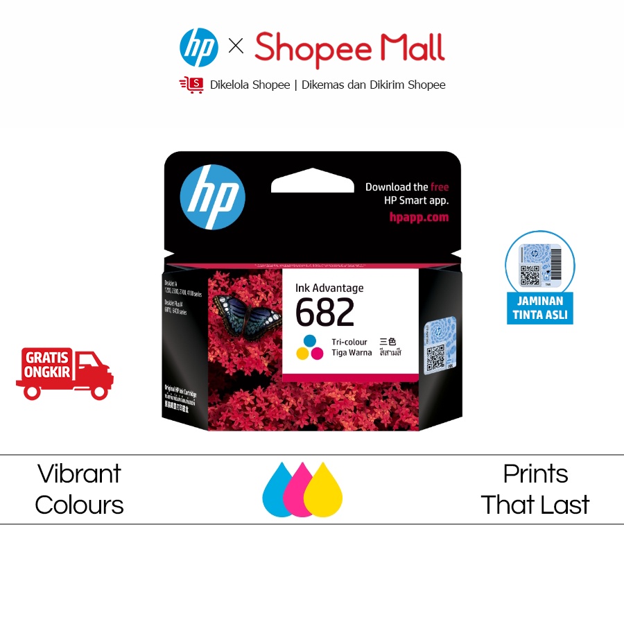 Jual HP Tinta 682 Tri-color Original Ink Cartridge 3YM76AA | Shopee ...