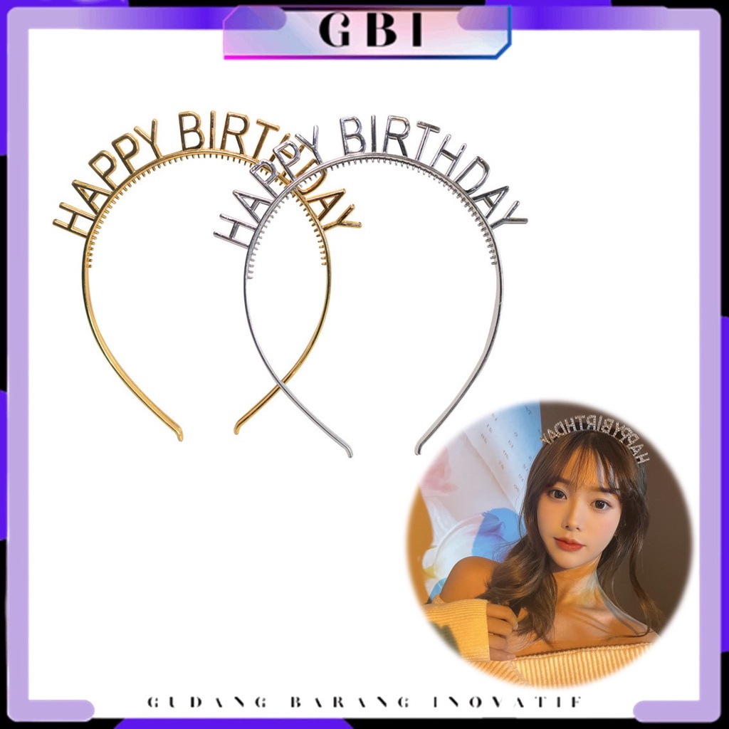 Jual GBI Bando Desain Happy Birthday Non Slip Gaya Korea HeadBand ulang ...