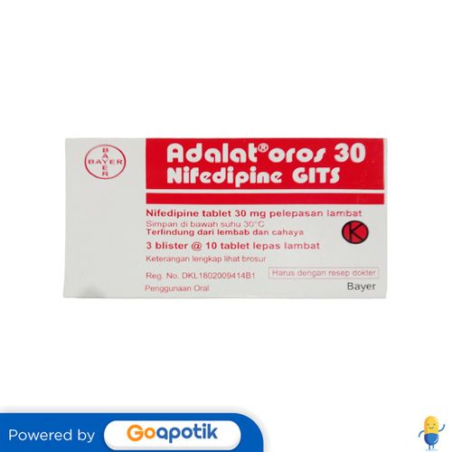 Jual ADALAT OROS 30 MG BOX 30 TABLET | Shopee Indonesia