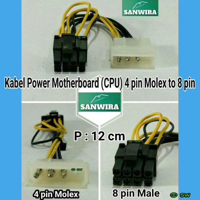 Jual Kabel Power Motherboard (CPU) 4 pin Molex to 8 pin, panjang : 12 cm | Shopee Indonesia